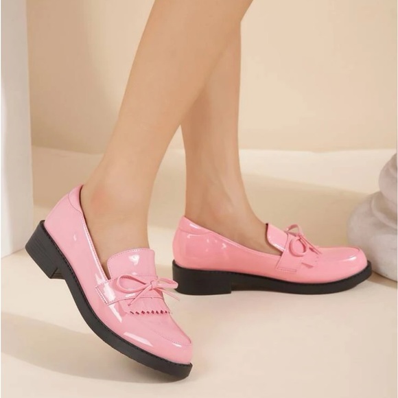 Rebellious Rose | Shoes | Bow Decor Fringe Trim Slipon Flat Loafers ...